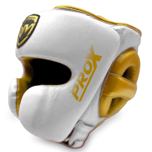 RingMaster Sports Boxing Head Guard | ProX Series White Gold Head Guard ...
