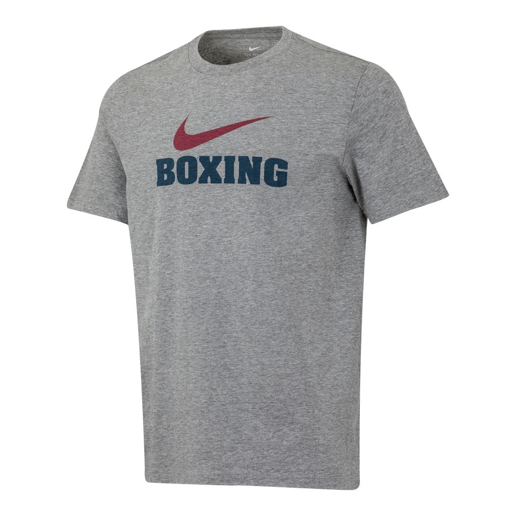 Nike Boxing Big Swoosh Tee Grey | Premium Cotton Shirt – RingMaster Sports