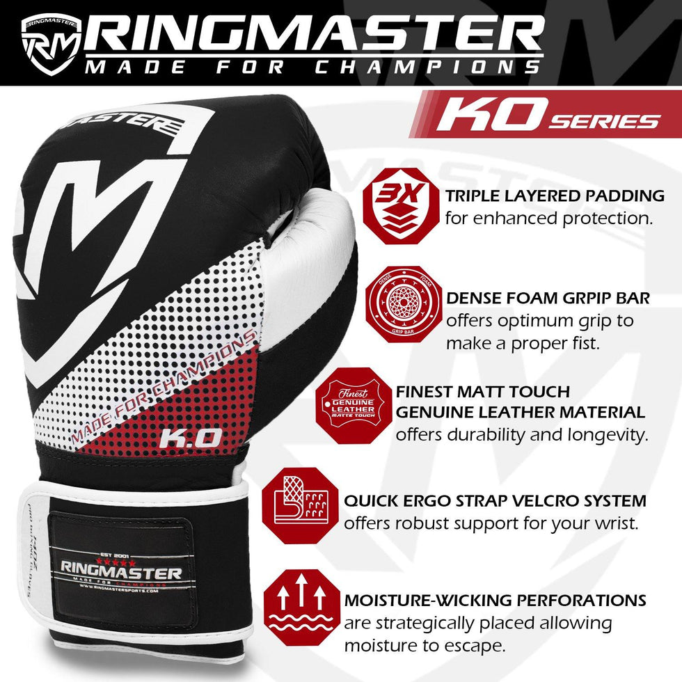 RingMaster KO Series Boxing Gloves | Genuine Leather Training ...