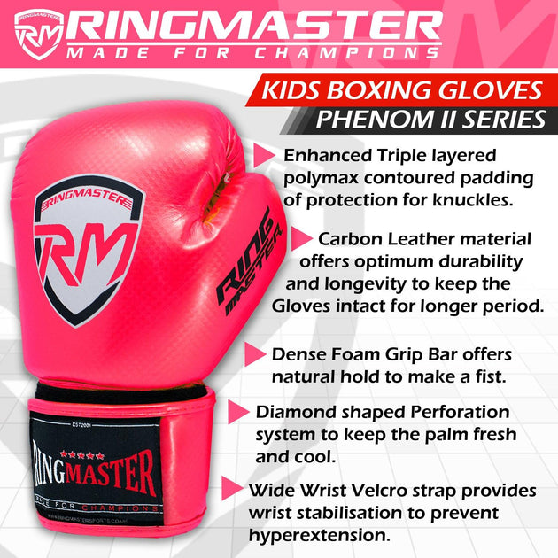 RingMaster Sports - Phenom Kids Boxing Gloves CarbonTech Hot Pink ...