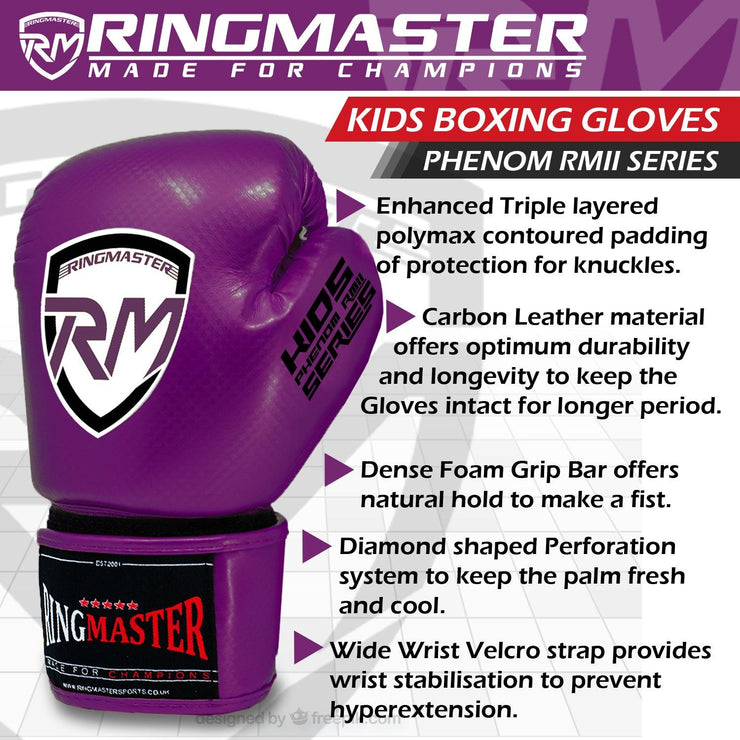 RingMaster Sports - Phenom Kids Boxing Gloves CarbonTech Purple ...