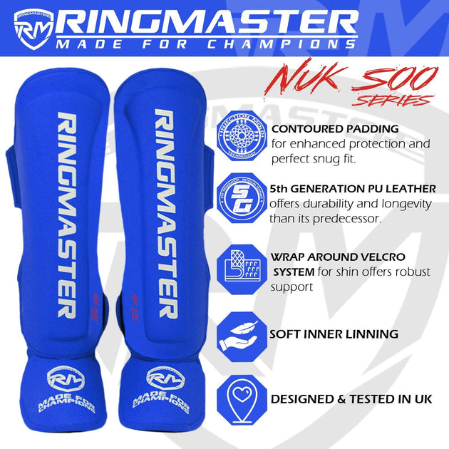 RingMaster Sports Shin Instep Guard Nuk Soo Series Blue – RINGMASTER ...
